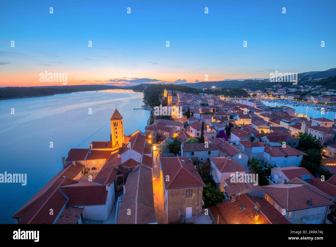 Europe, Croatia, Primorje-Gorski Kotar County, Rab island, night view ...