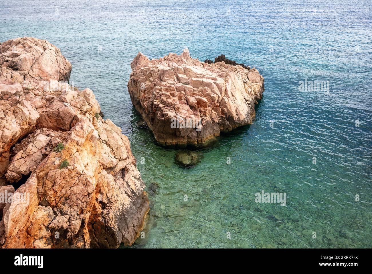Croatia, Primorje-Gorski Kotar County, Krk island, Baska, the rocky ...
