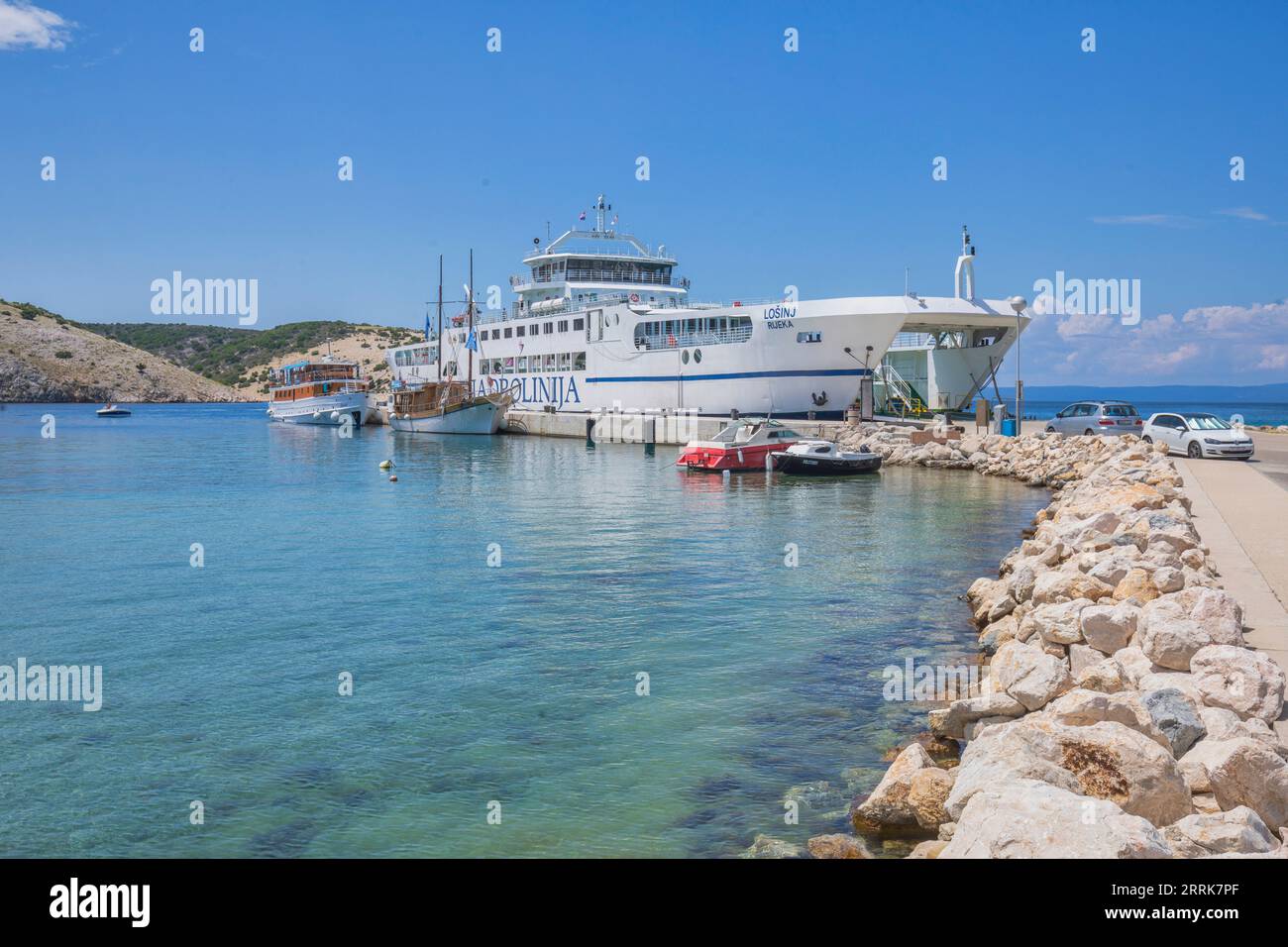 Croatia, Primorje-Gorski Kotar County, Rab island, the dock of the ...