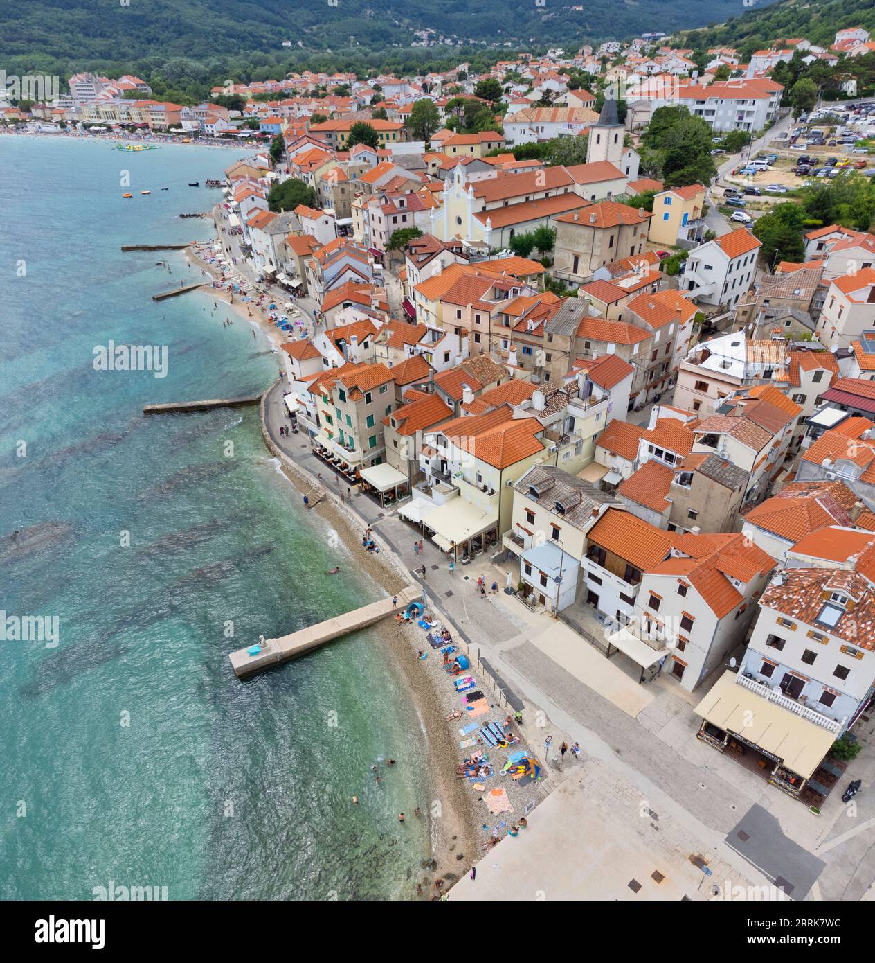 Croatia, Primorje-Gorski Kotar County, Krk island, the town of Baska ...