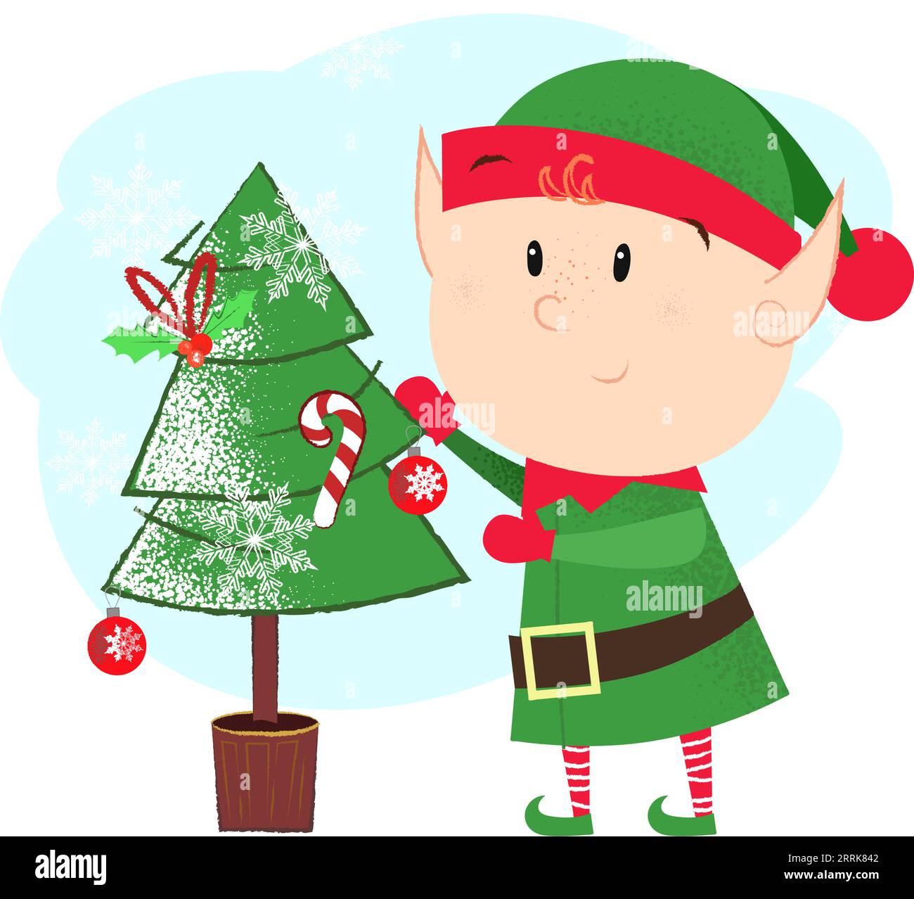 Cartoon Christmas elf postcard element design Stock Vector Image & Art ...