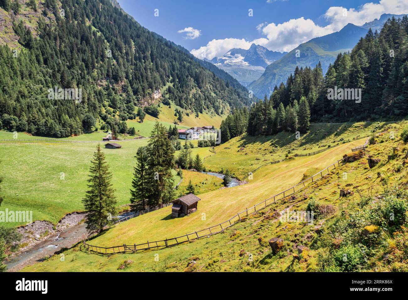 Austria, Tyrol, Vals valley, Vals, rural landscape in the Vals valley ...
