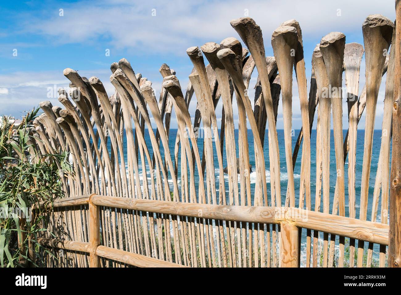 Decorative fence made from the stems of palm leaves hi-res stock ...