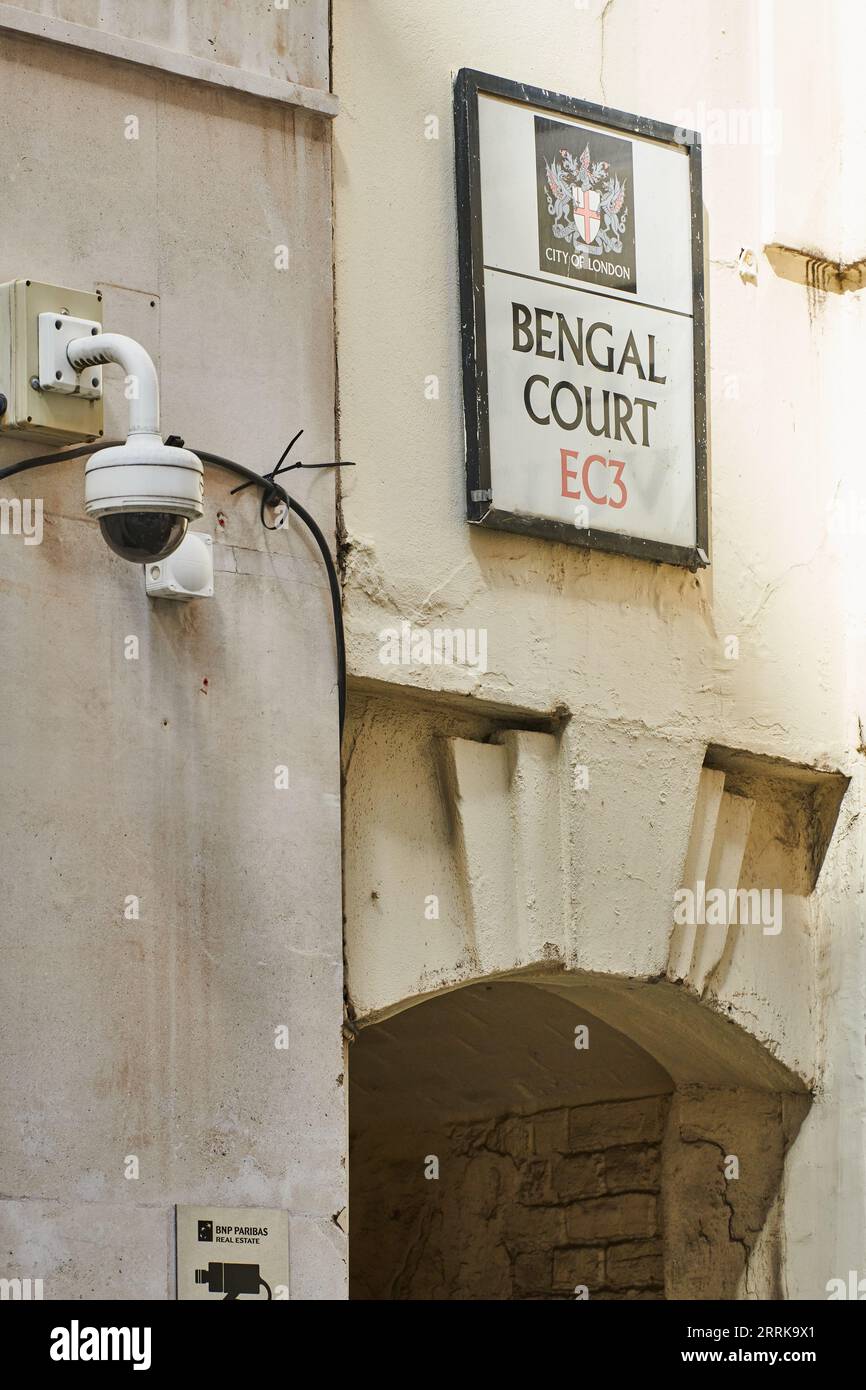 Street sign for Bengal Court, EC3, City of London, England Stock Photo ...