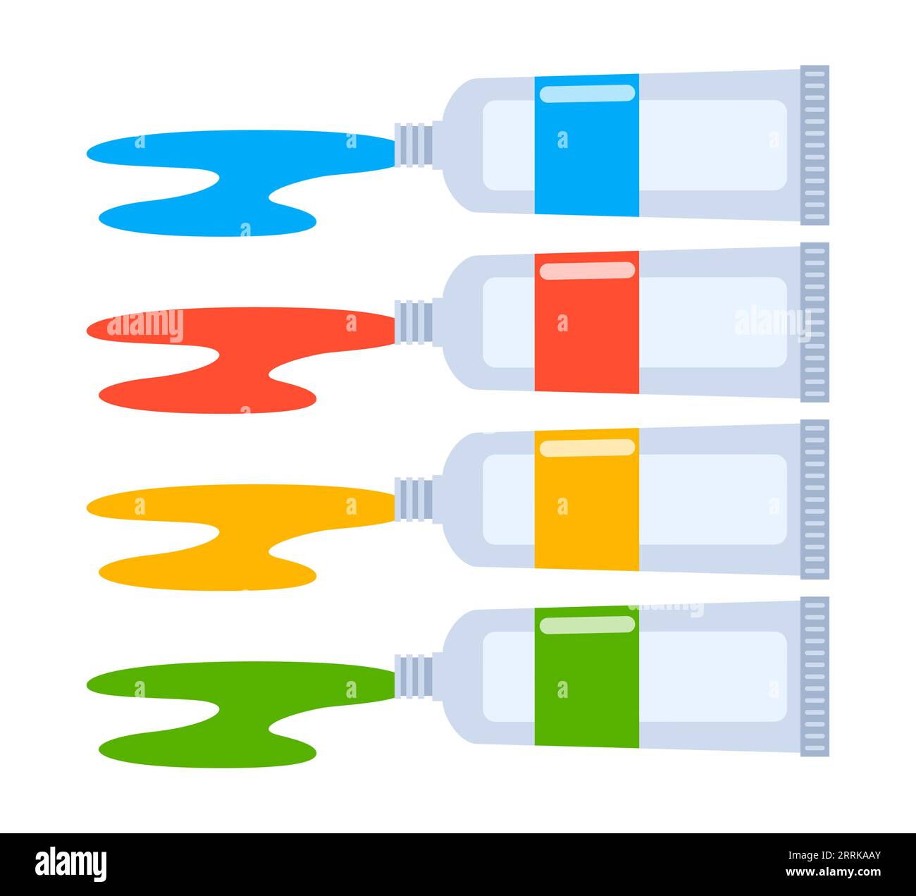 Set of colorful paint tubes with sample strokes. Vector illustration ...