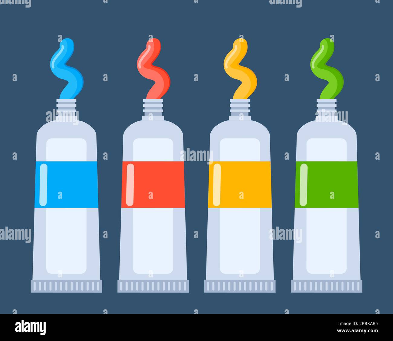 Set of colorful paint tubes with sample strokes. Vector illustration ...