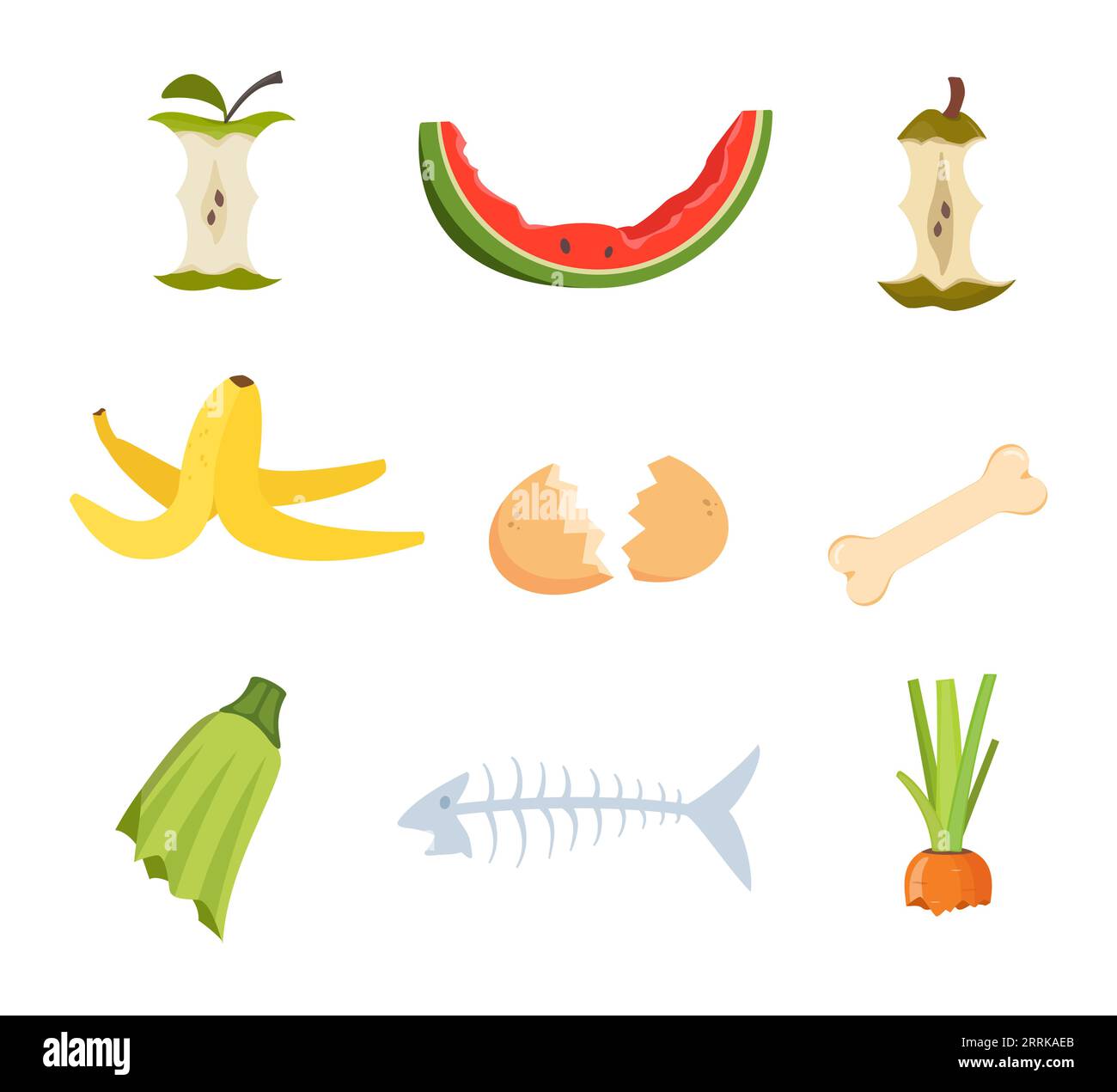 Organic waste, food compost collection isolated on white background ...