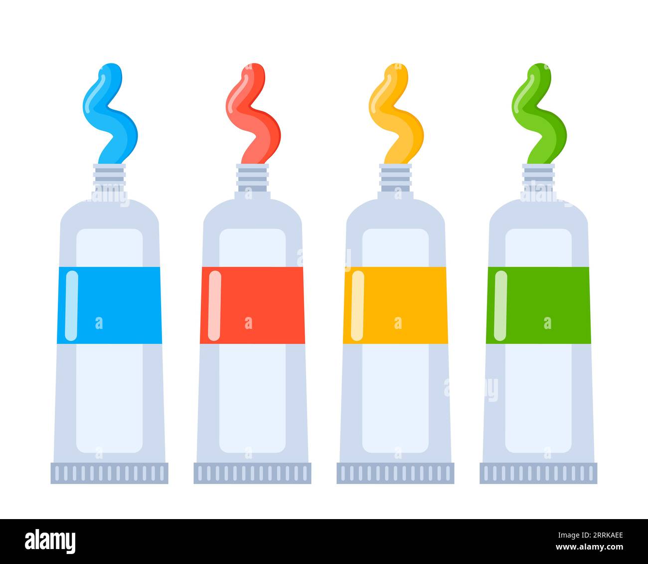 Set of colorful paint tubes with sample strokes. Vector illustration ...