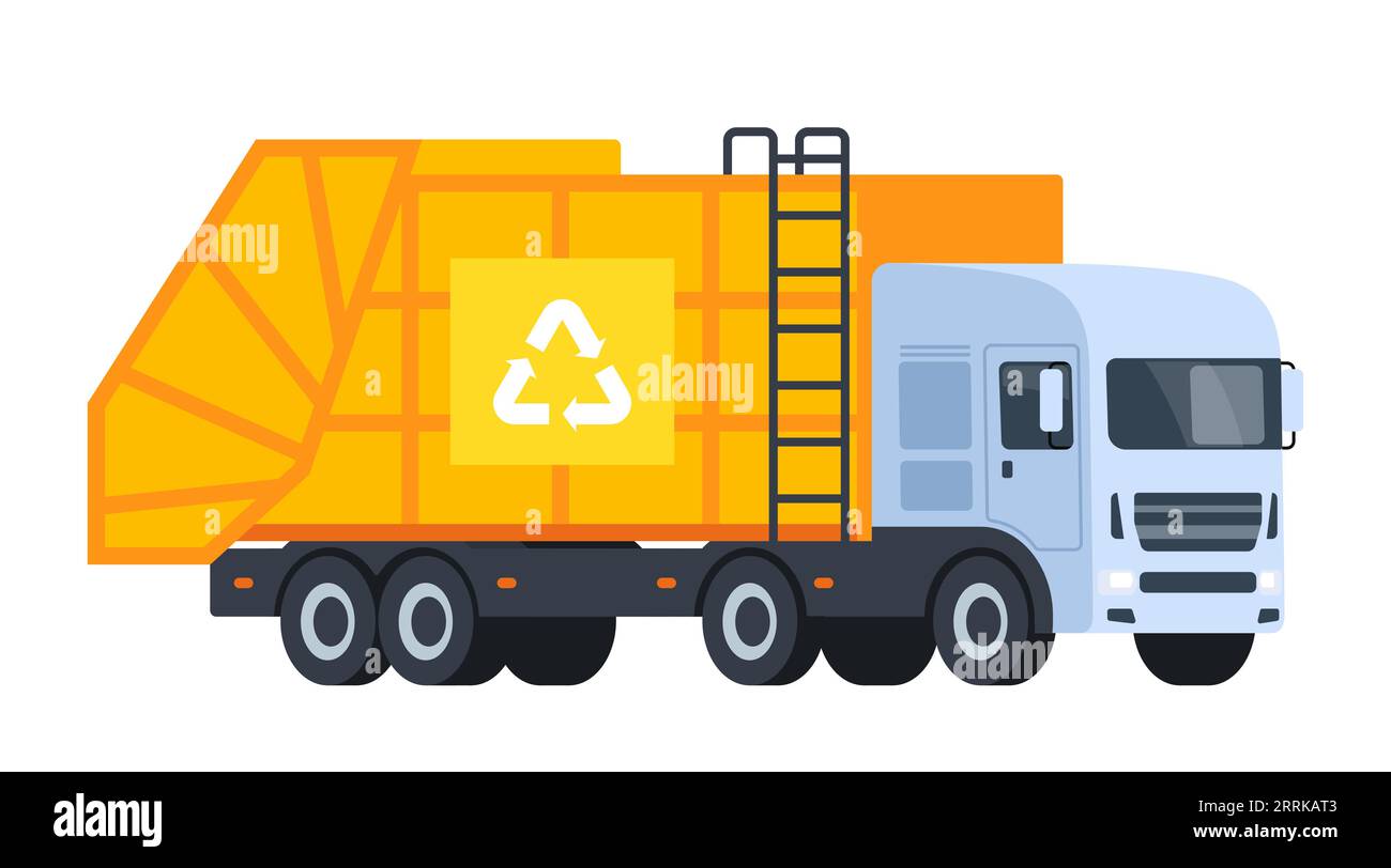 Urban garbage truck. Trash sorting, recycling Vector illustration Stock ...