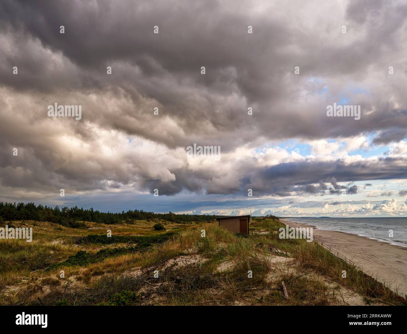 On the eastern beach of the fishing village of Pervalka on the Curonian ...