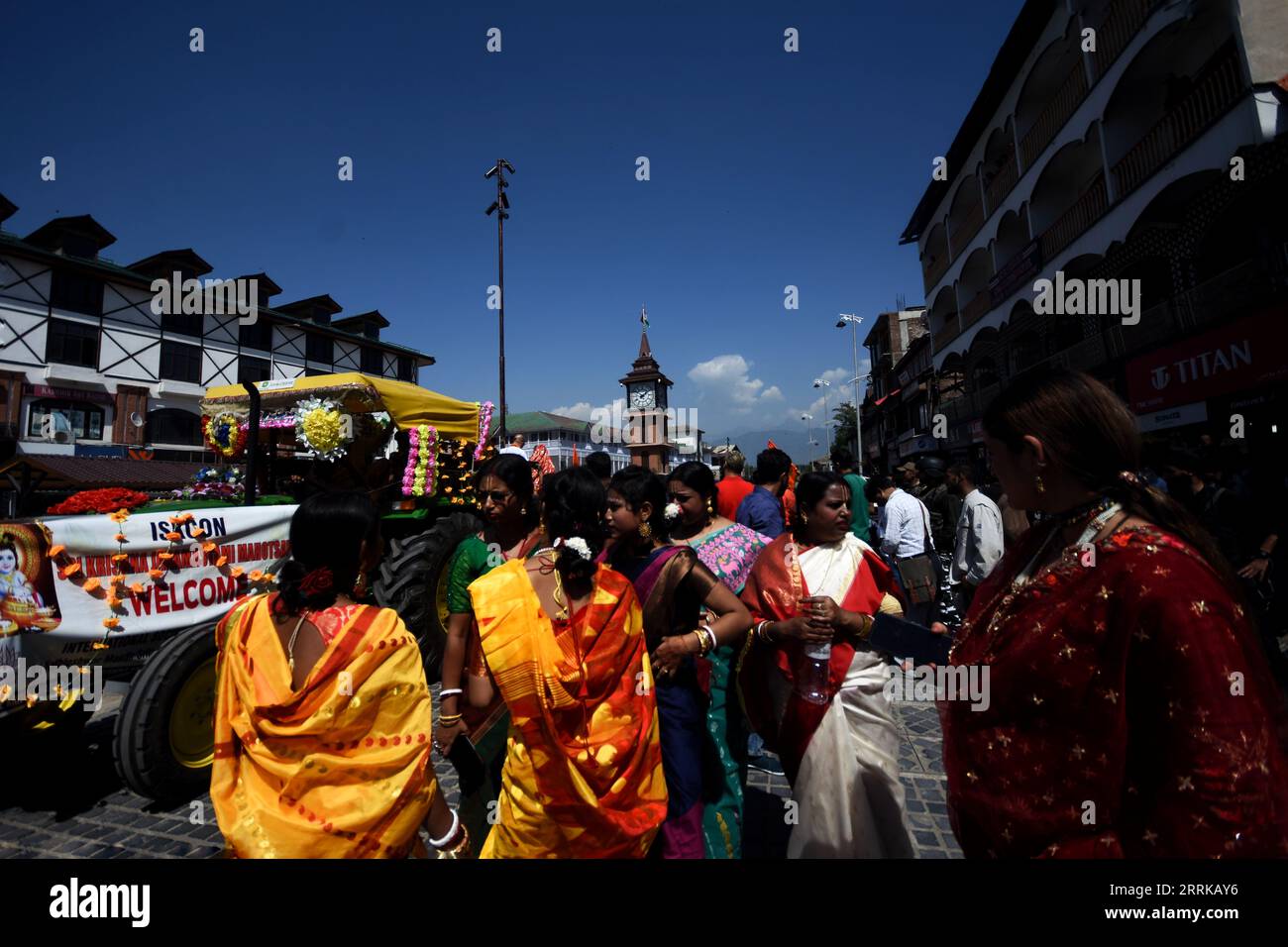 Srinagar, India. 07th Sep, 2023. A small group of Kashmiri Hindus take out a procession over the ...