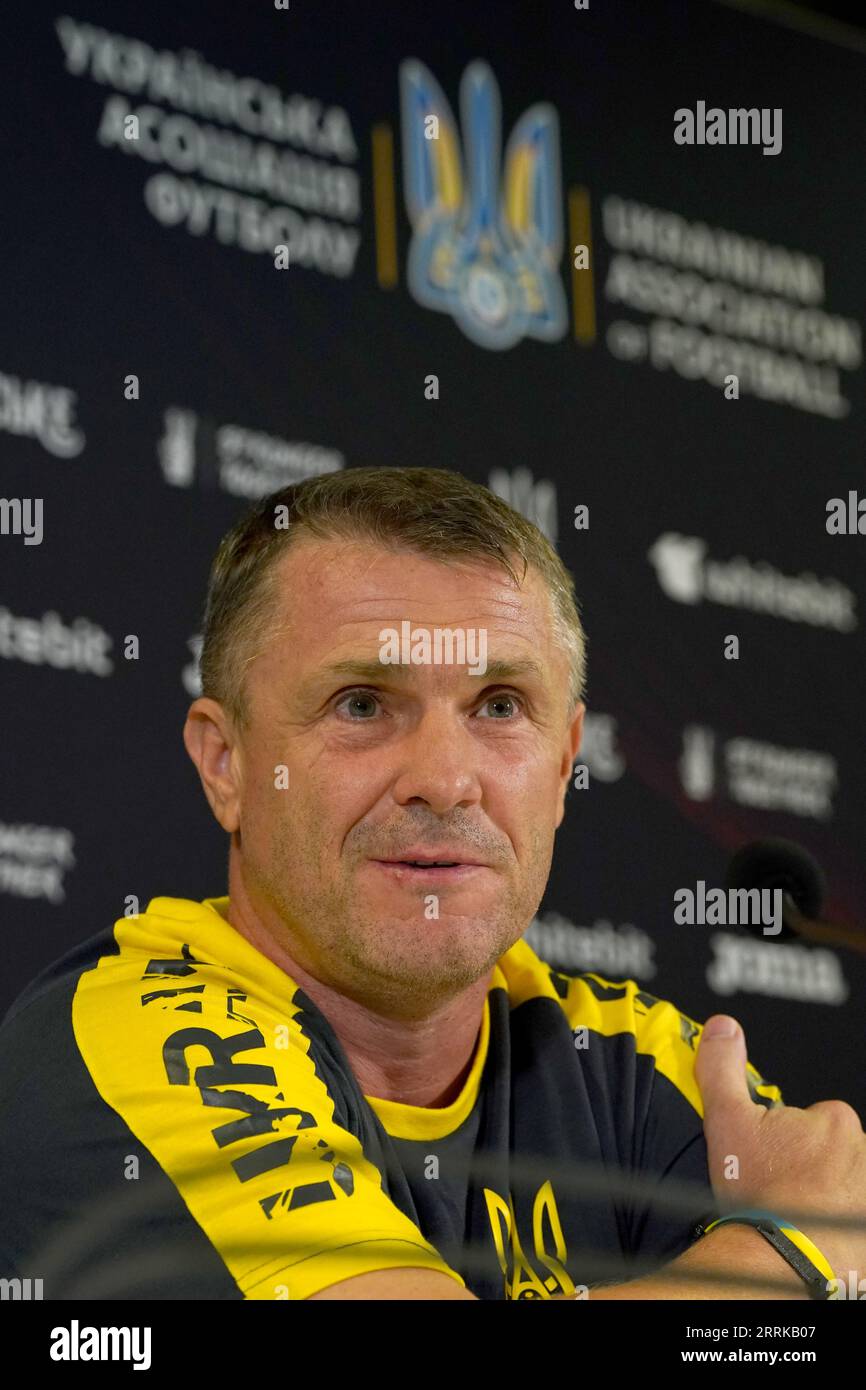 Ukraine head coach Serhiy Rebrov during a press conference at the ...