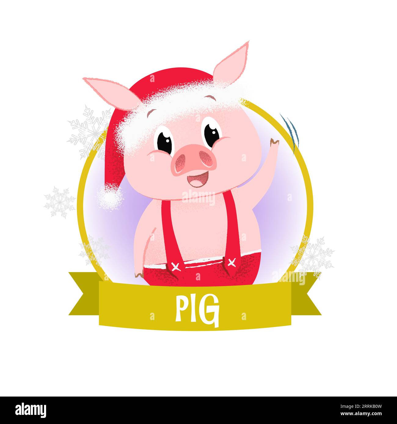 Christmas poster with waving cartoon piglet Stock Vector Image & Art ...