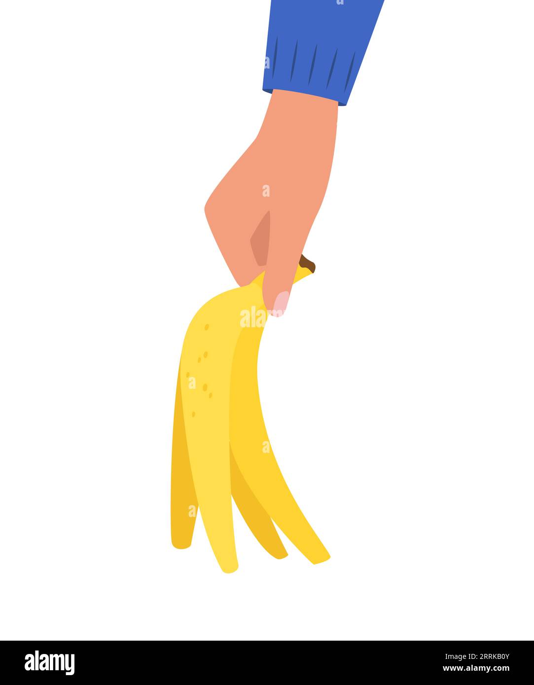 Hand holding banana peel. Hand throws banana into trash can. Organic ...