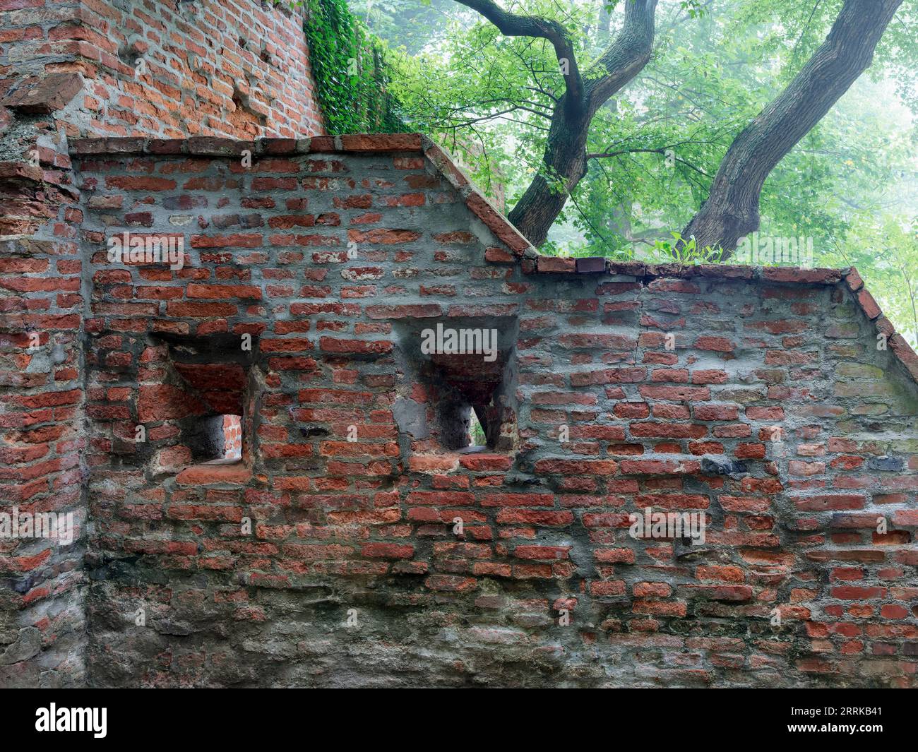 Castle rampart made of brick walls at Friedberg Castle in Bavaria Stock ...