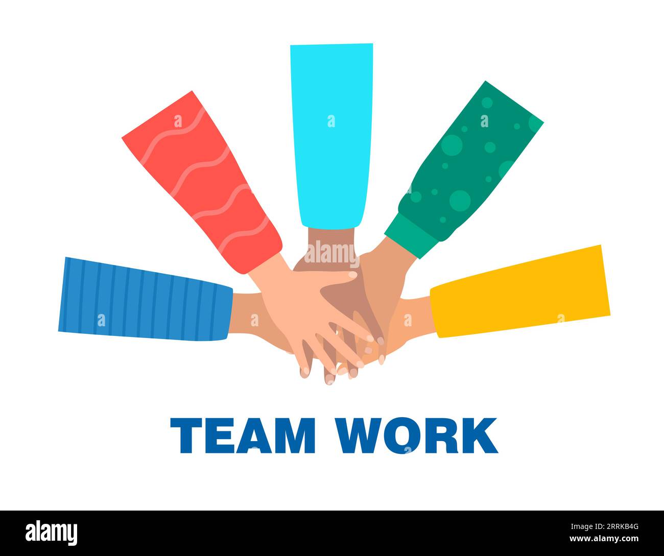 Multicultural people putting hands together. Teamwork, friendship ...