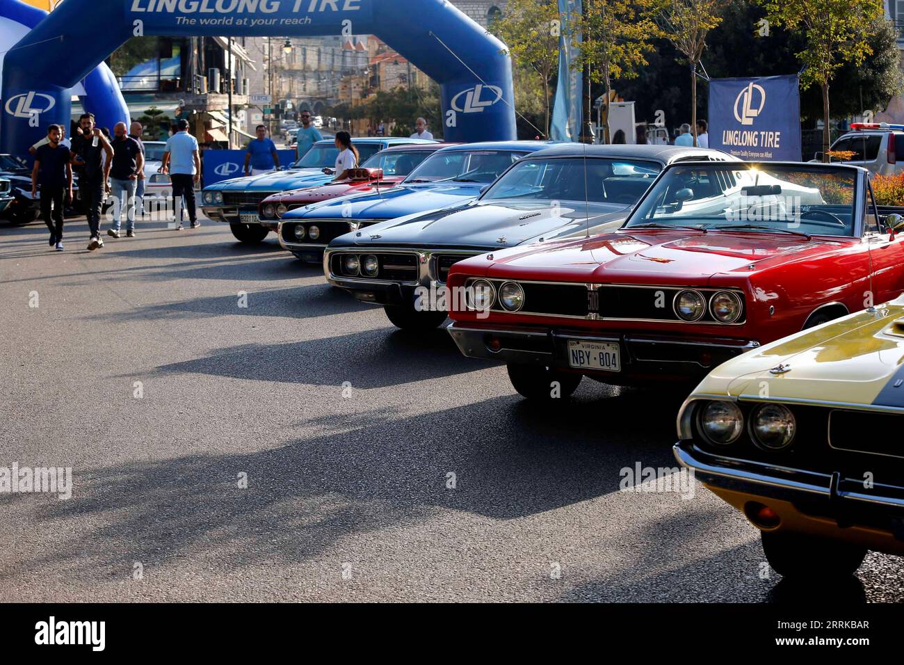 220829 -- BEIRUT, Aug. 29, 2022 -- Classic cars are seen at an ...