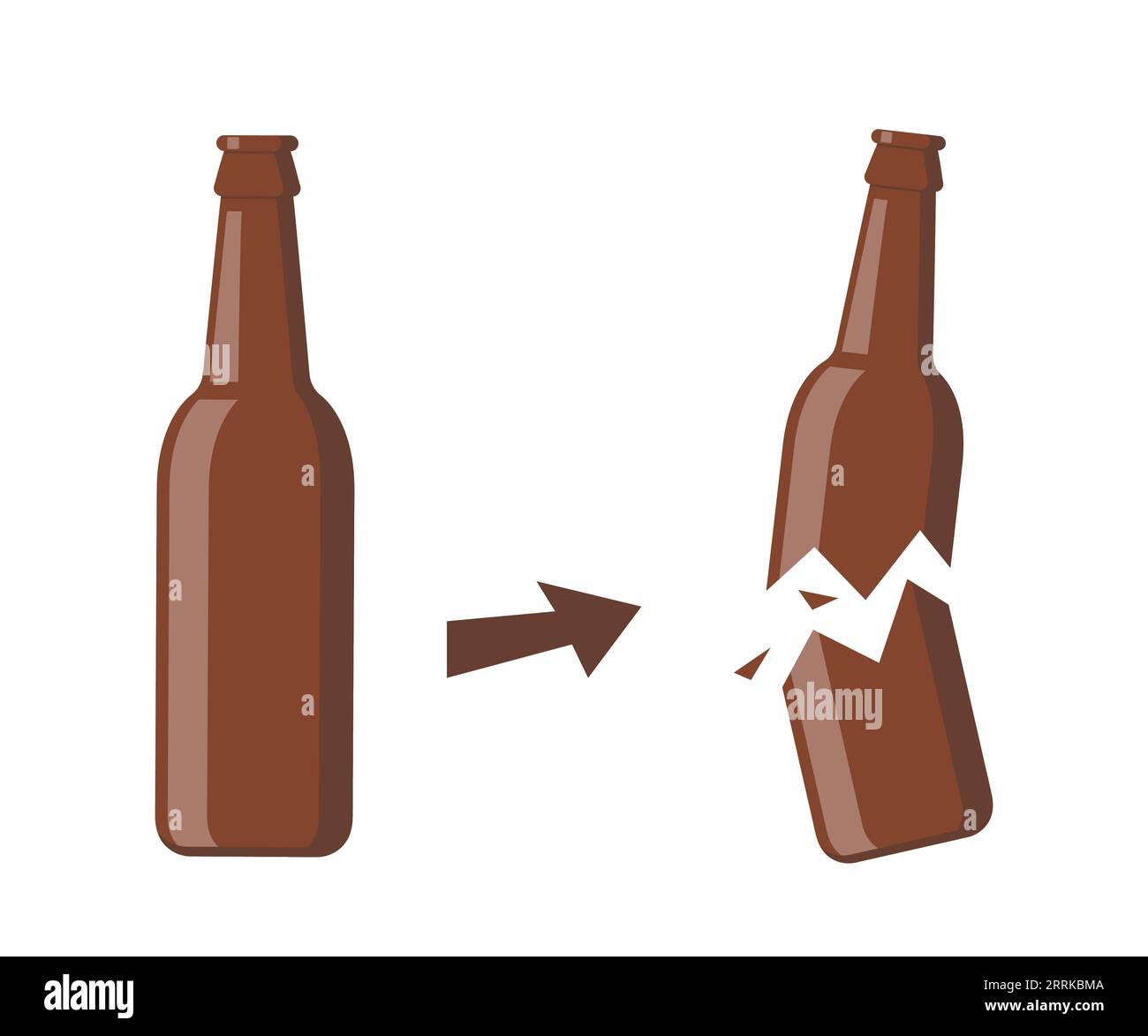 Beer Bottle Whole And Broken Bottle Broken Into Two Halves Broken Cracked Glass Bottle