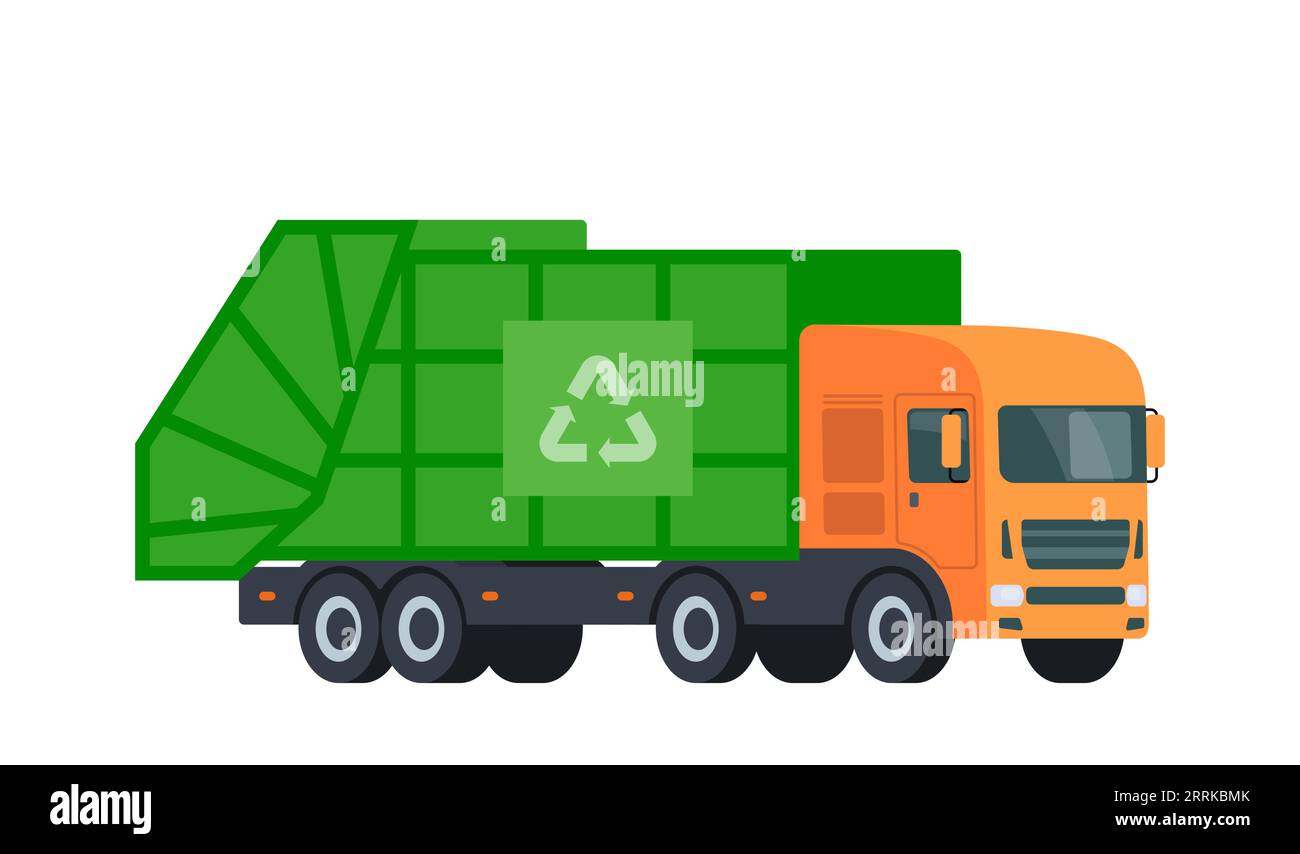 Urban garbage truck. Trash sorting, recycling Vector illustration Stock ...