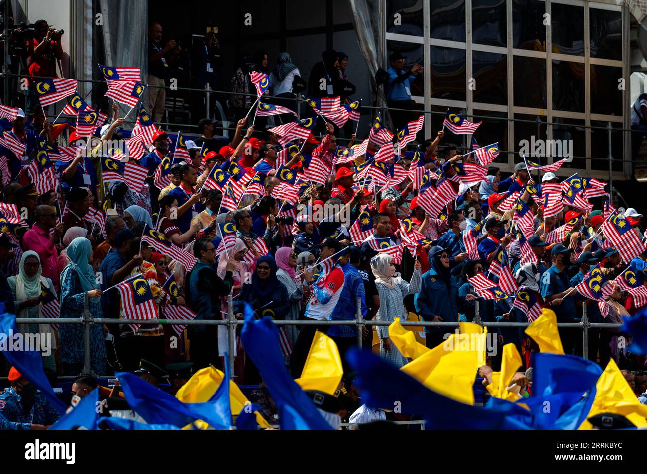 220831 -- KUALA LUMPUR, Aug. 31, 2022 -- People watch the parade during ...