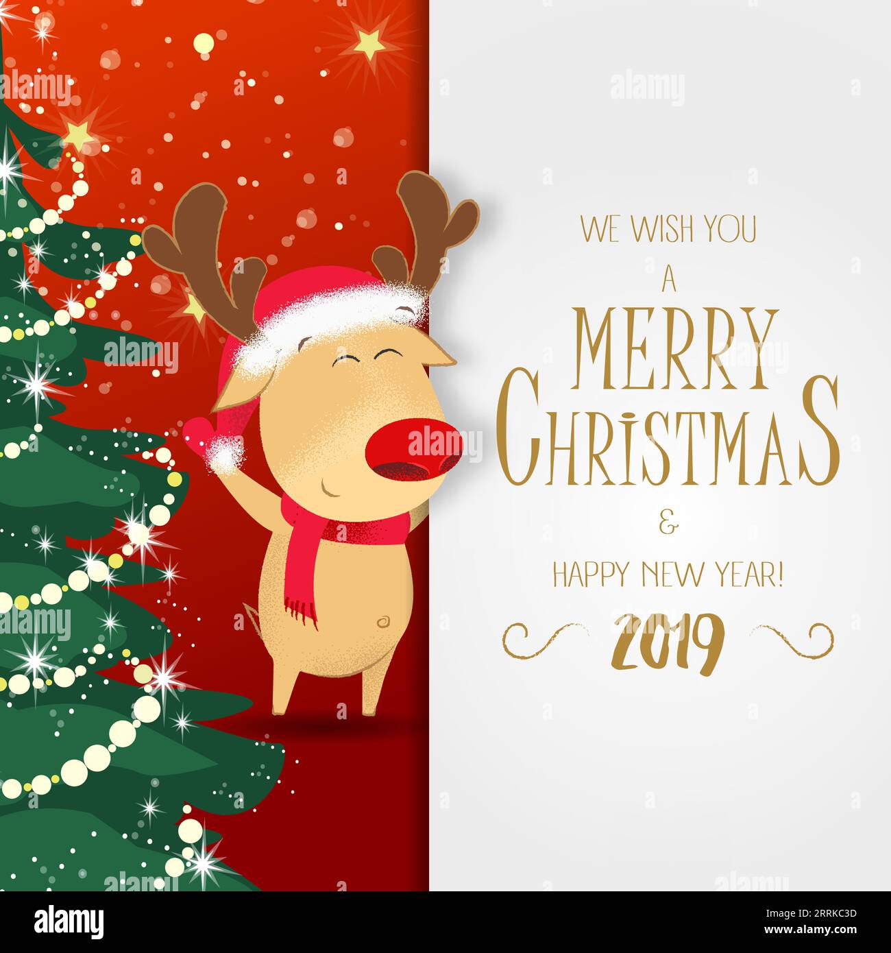 Christmas and New Year poster design. Rudolph reindeer Stock Vector ...