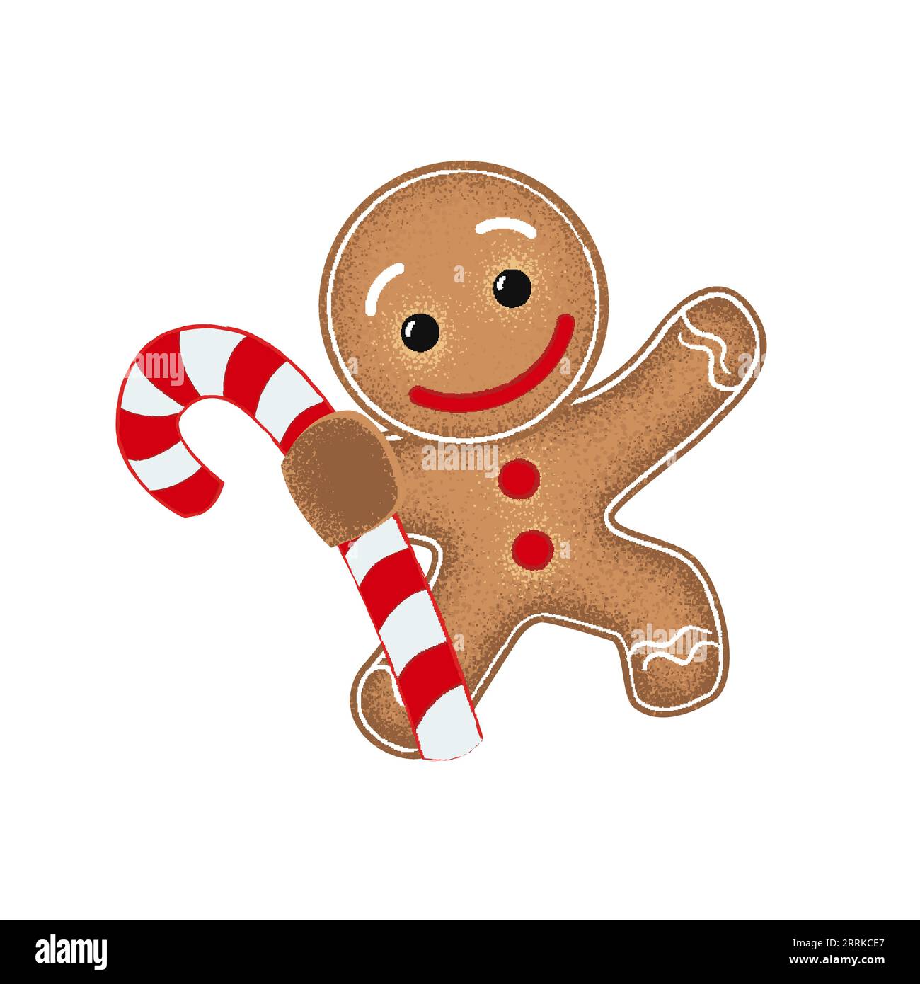 Cheerful gingerbread with candy stick waving hand Stock Vector Image ...