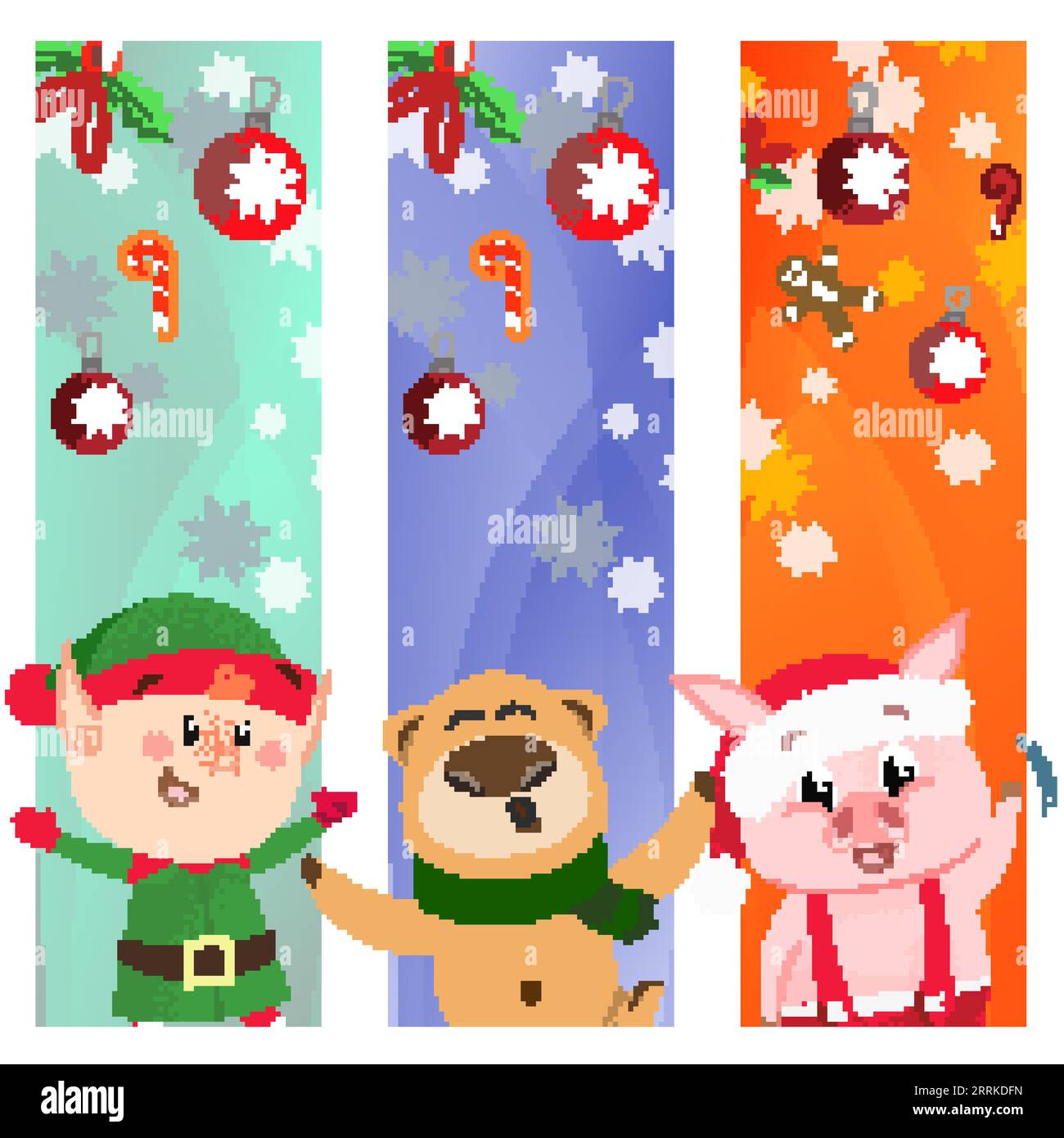 Xmas poster design with cartoon trio Stock Vector Image & Art - Alamy