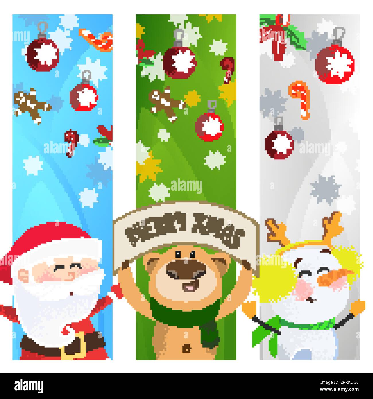 Merry Xmas greeting poster with cartoon heroes Stock Vector Image & Art ...