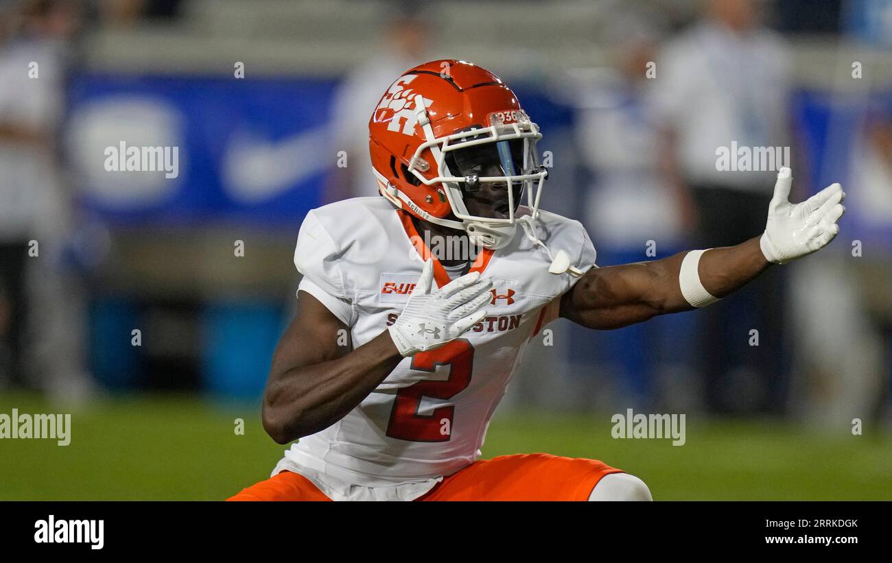 Sam Houston State wide receiver Ife Adeyi (2) signals a first down ...