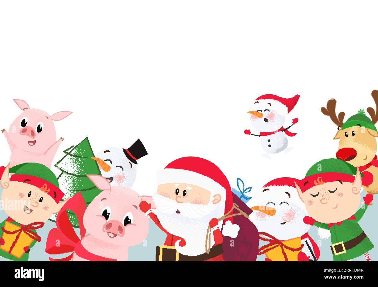 Christmas cartoon characters postcard design Stock Vector Image & Art ...