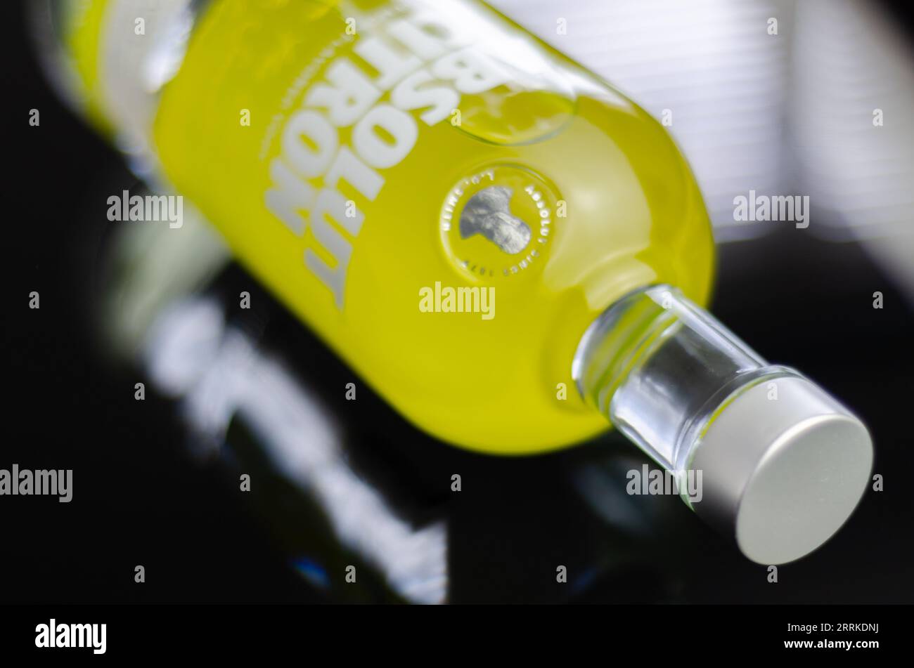 LONDON, UK - 07 SEPTEMBER 2023 Absolut Vodka Citron is a citrus vodka ...
