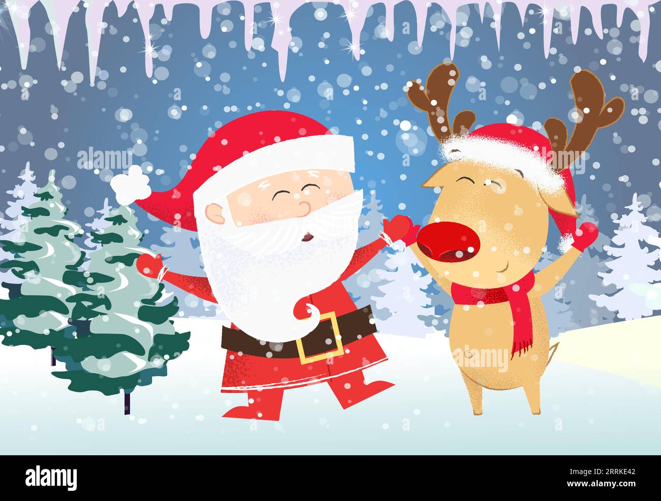 Christmas card template. Dancing Santa Claus Stock Vector Image & Art ...