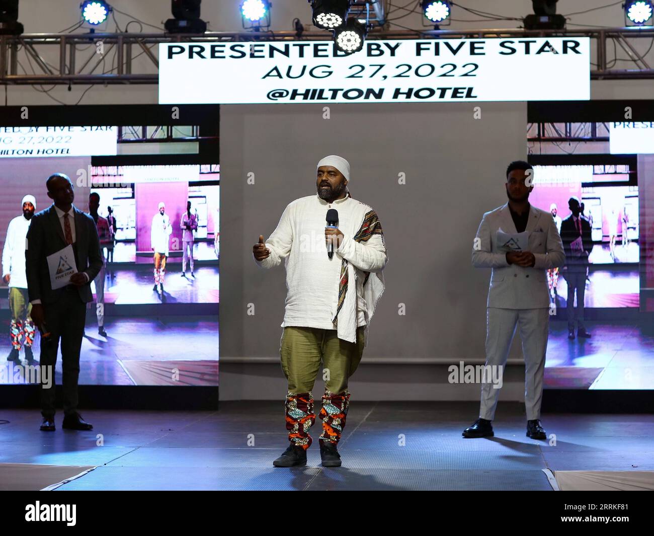 220906 -- ADDIS ABABA, Sept. 6, 2022 -- Ethiopia s artist Michael Million speaks during the Afro ...