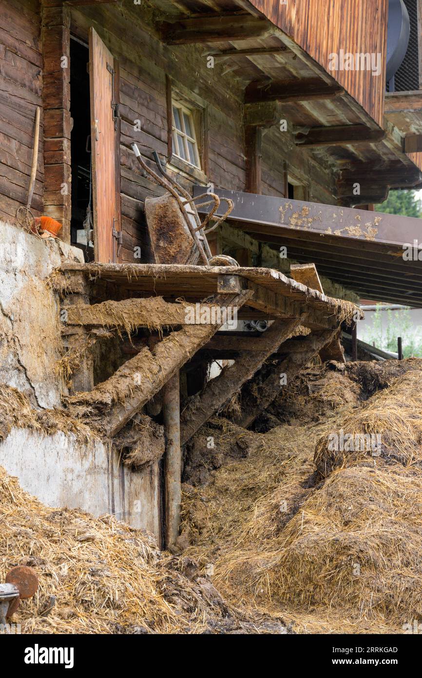 Austria, Tyrol, Zillertal, farm with dung heap Stock Photo - Alamy