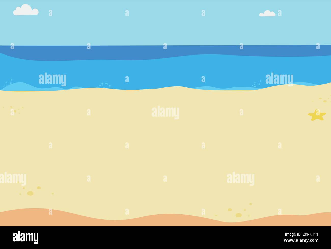 Empty beach landscape. Sunny weather on snad ocean coast. Vector ...