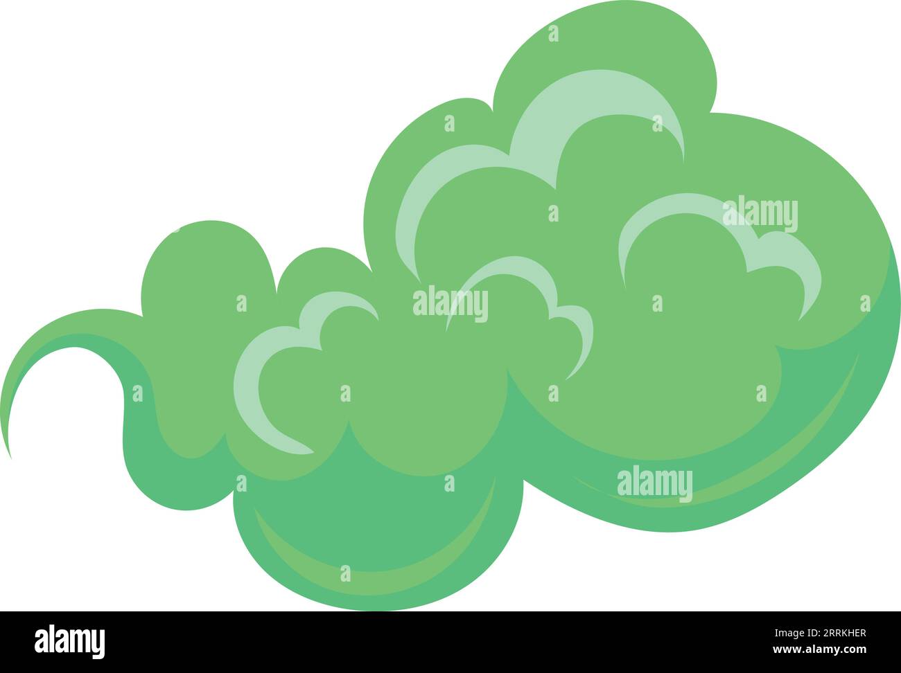 Toxic smoke cloud. Cartoon green smelly gas isolated on white ...