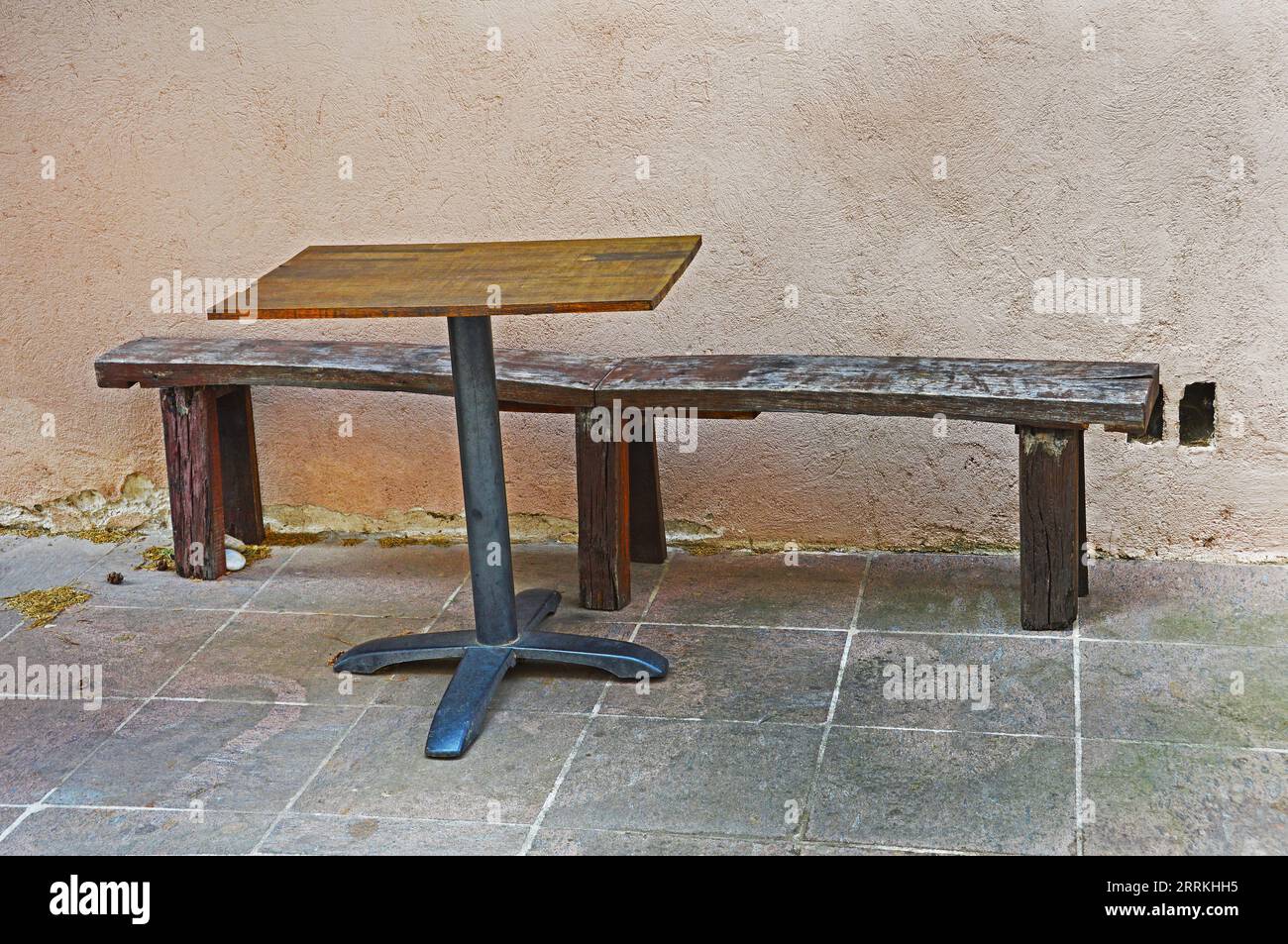 Wooden table near wall hi-res stock photography and images - Alamy