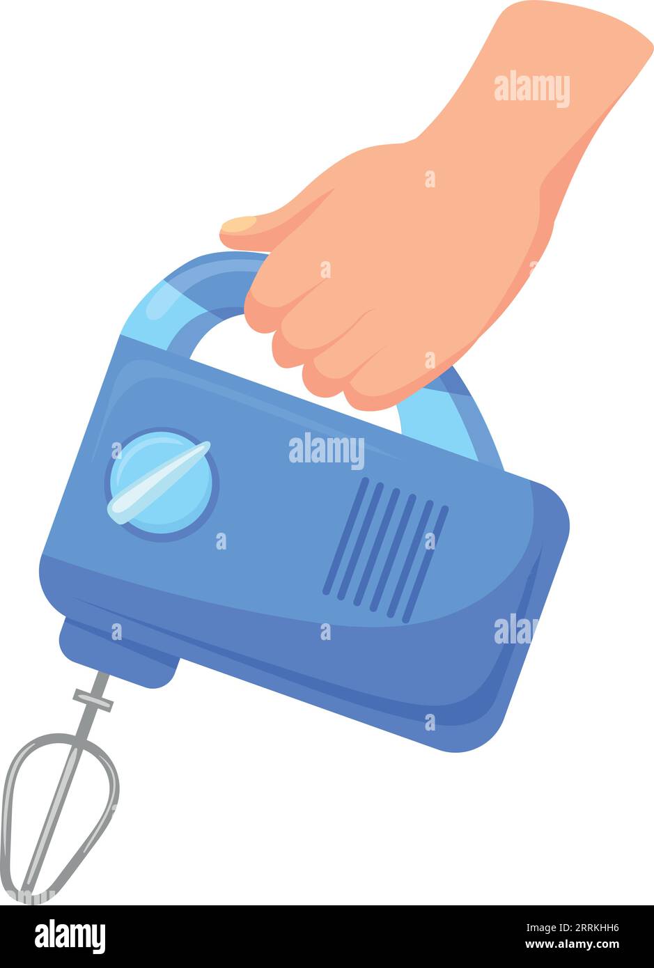 Electric mixer in human hand. Cooking cartoon icon isolated on white ...