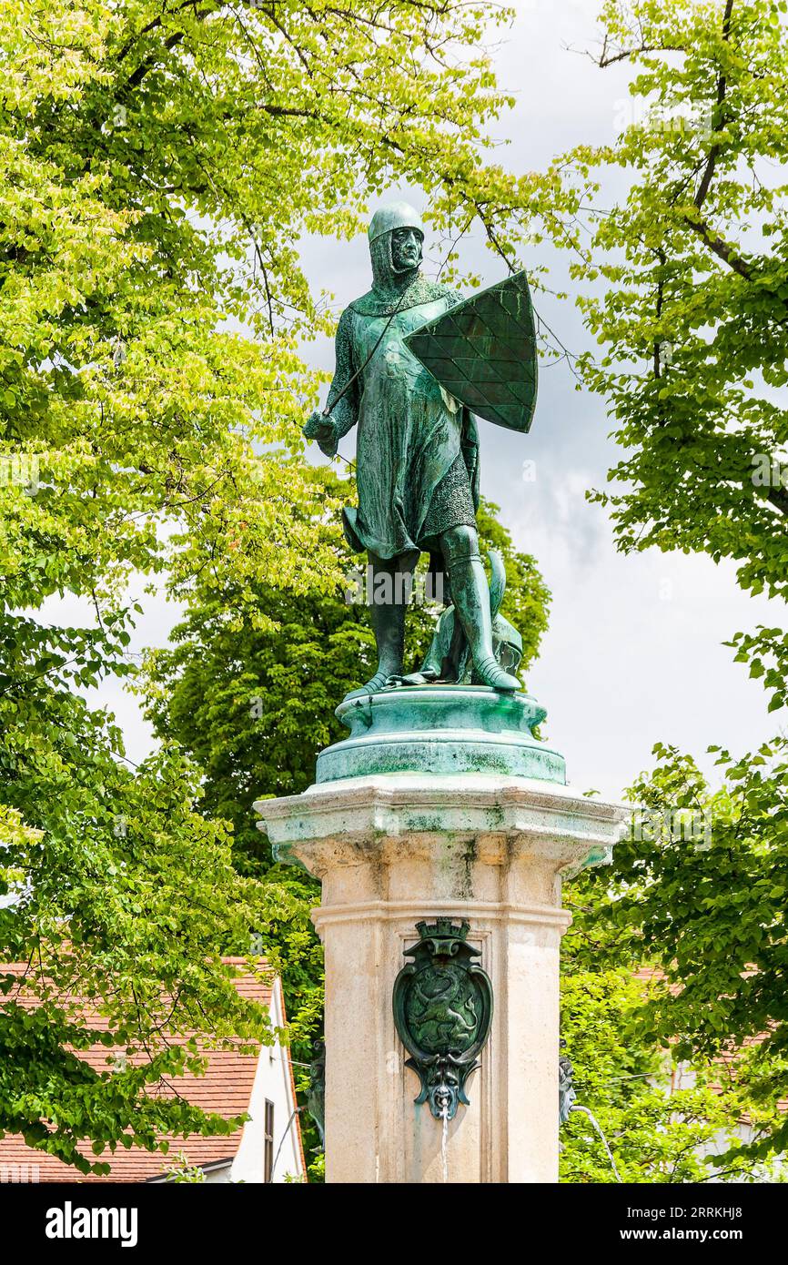 Fountain in honor of Ludwig the Bavarian, German emperor, on the parade ...