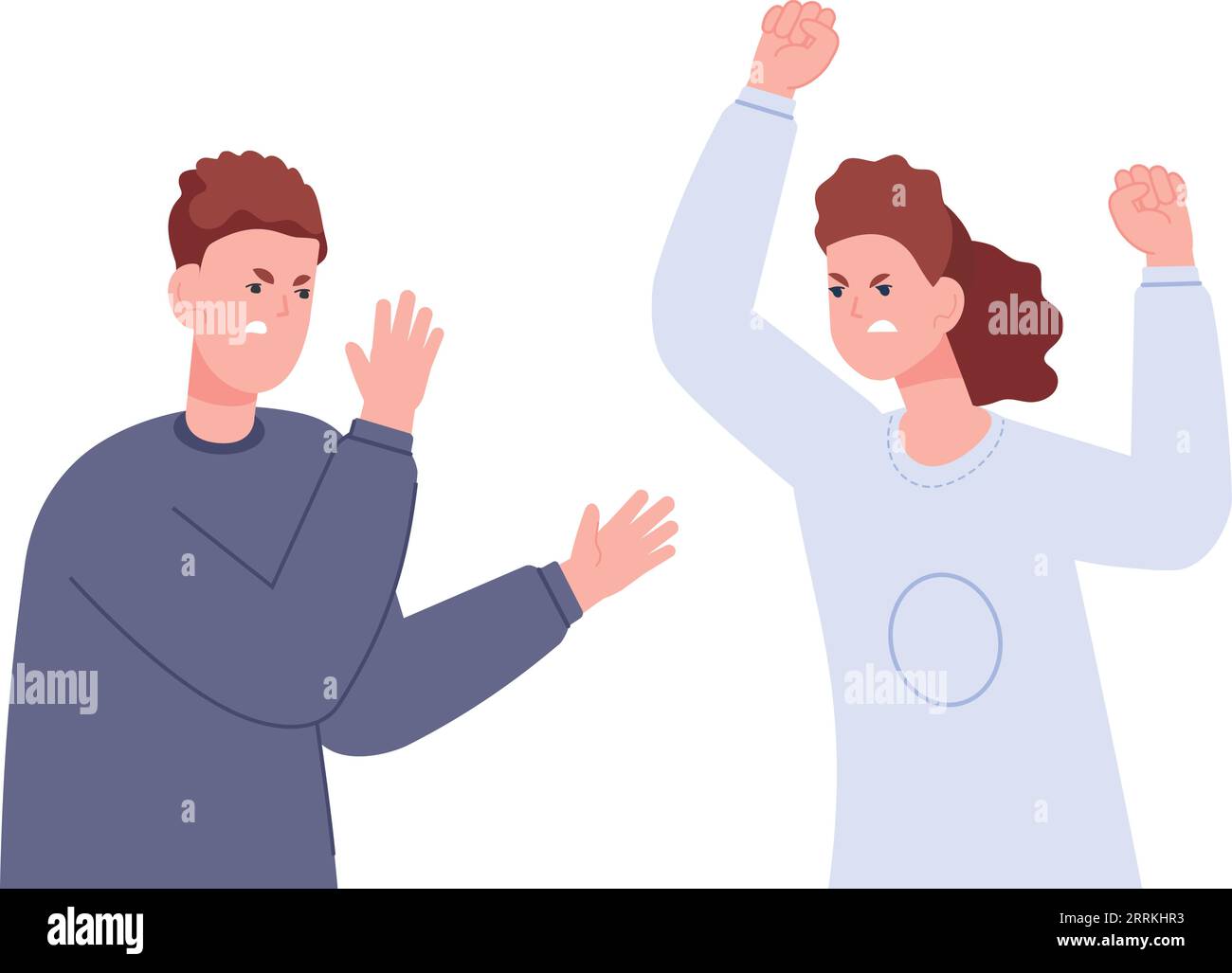 People yelling at quarrel. Fighting angry man and woman isolated on ...