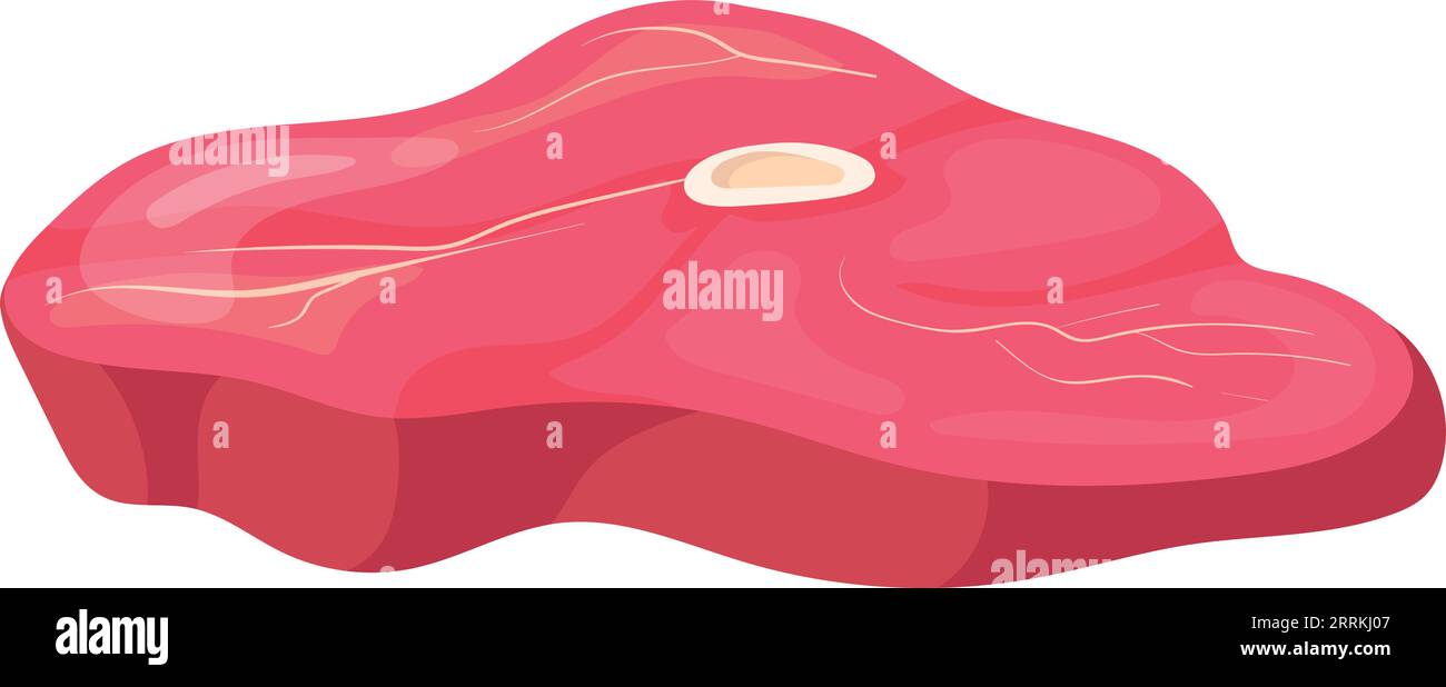 Beef steak cut. Cartoon raw meat icon isolated on white background ...