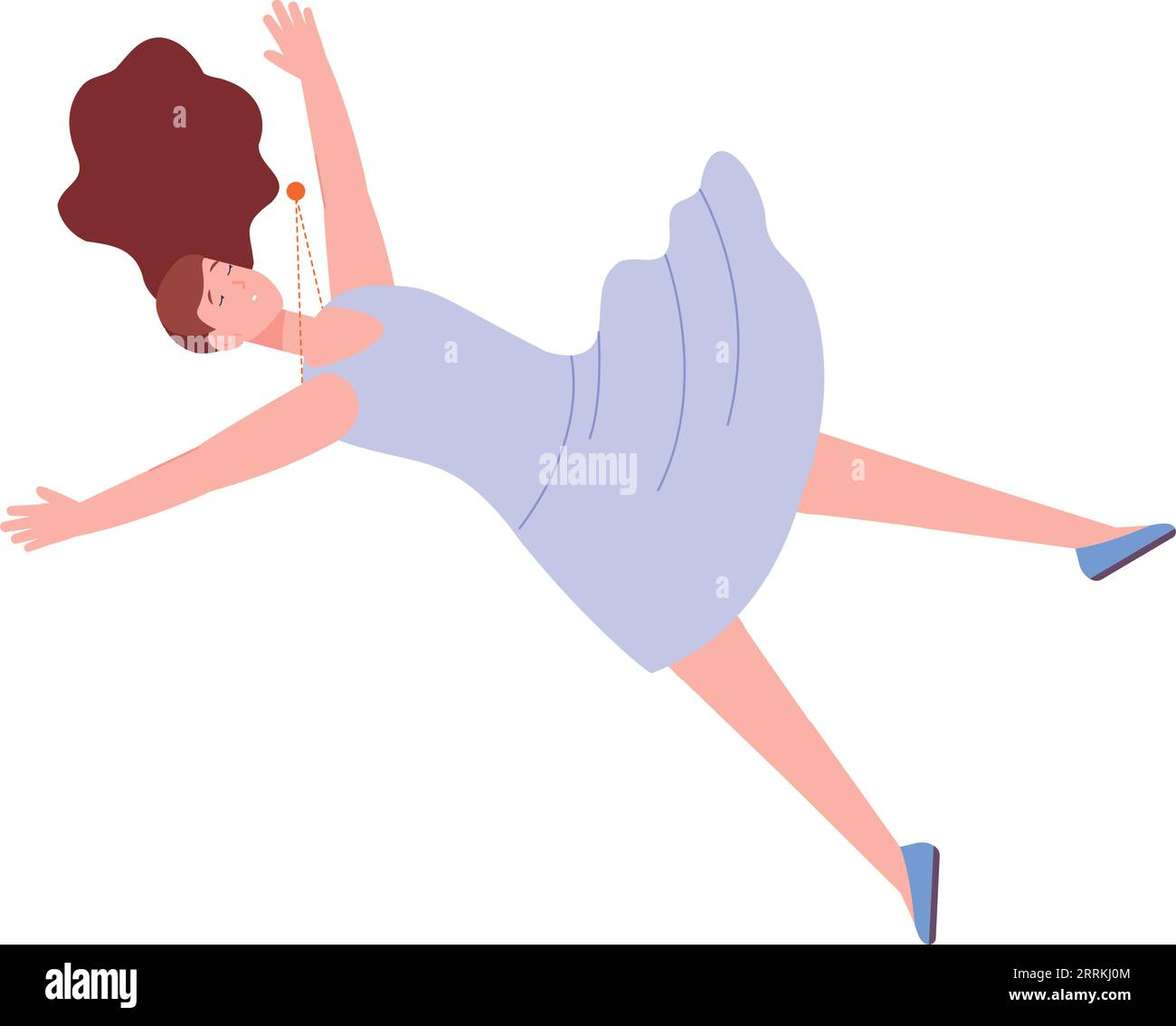 Girl floating in air. Young woman flying in dream isolated on white ...