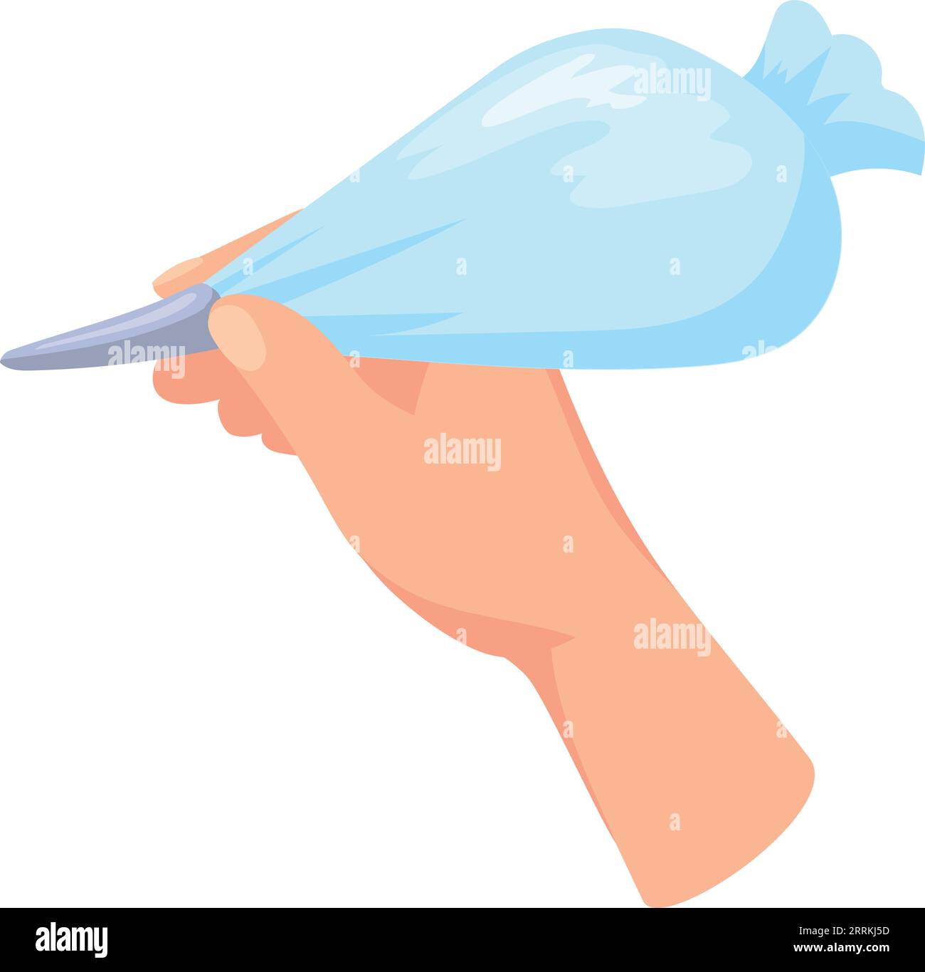 Hand hold cream piping bag. Icing cartoon icon isolated on white ...