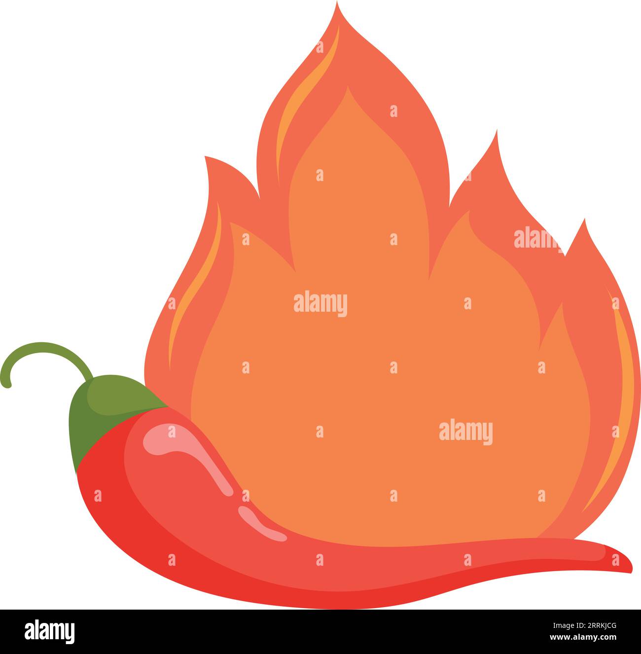 Cayenne pepper with burning flame. Spicy food symbol isolated on white ...