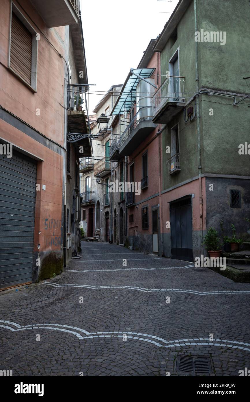A Mediterranean old town in the daytime, beautiful old houses and ...