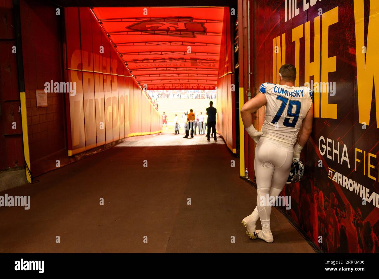 Detroit Lions defensive end John Cominsky waits in the tunnel for the ...