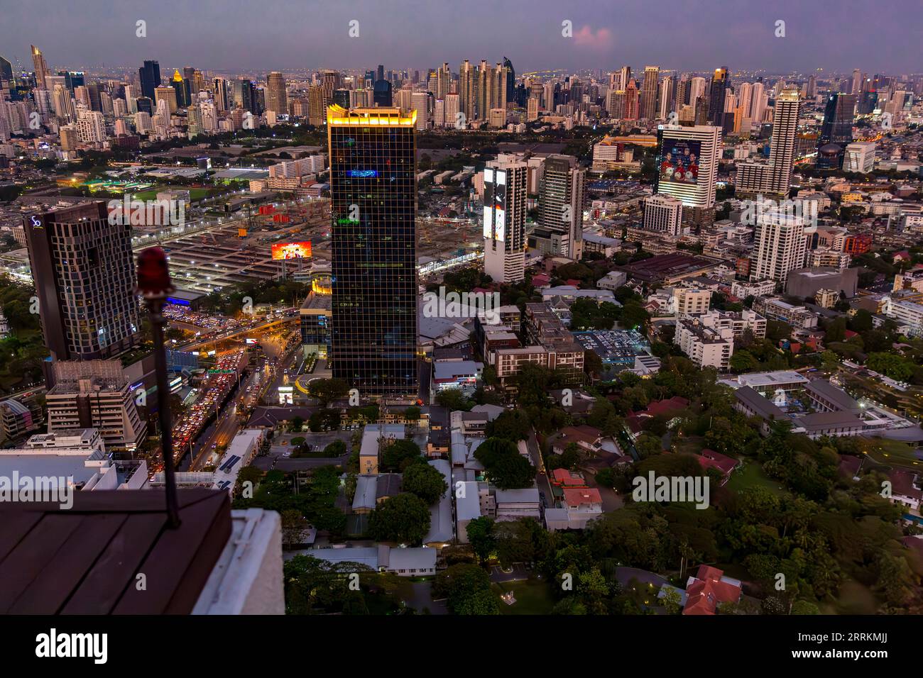 View from the roof terrace of Banyan Tree Bangkok Tower, Lumpini Tower ...