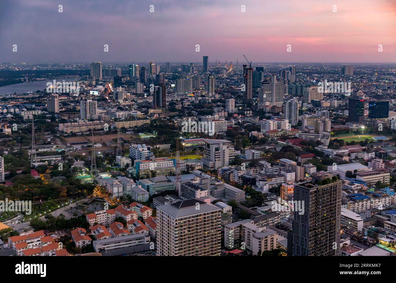 View of the city from the roof terrace of the Banyan Tree Bangkok Tower ...