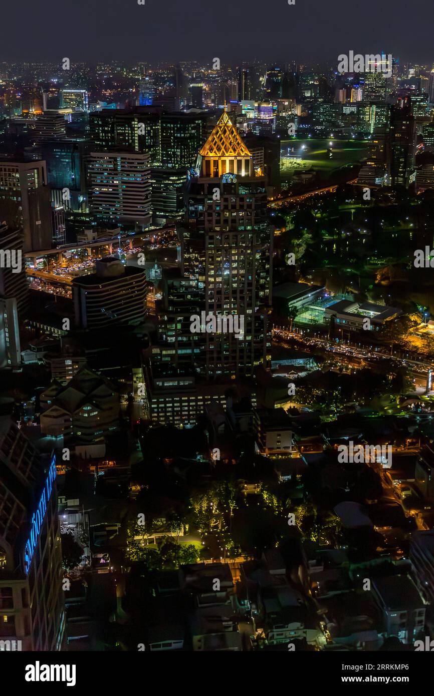 View from the roof terrace of the Banyan Tree Bangkok Tower, in the ...