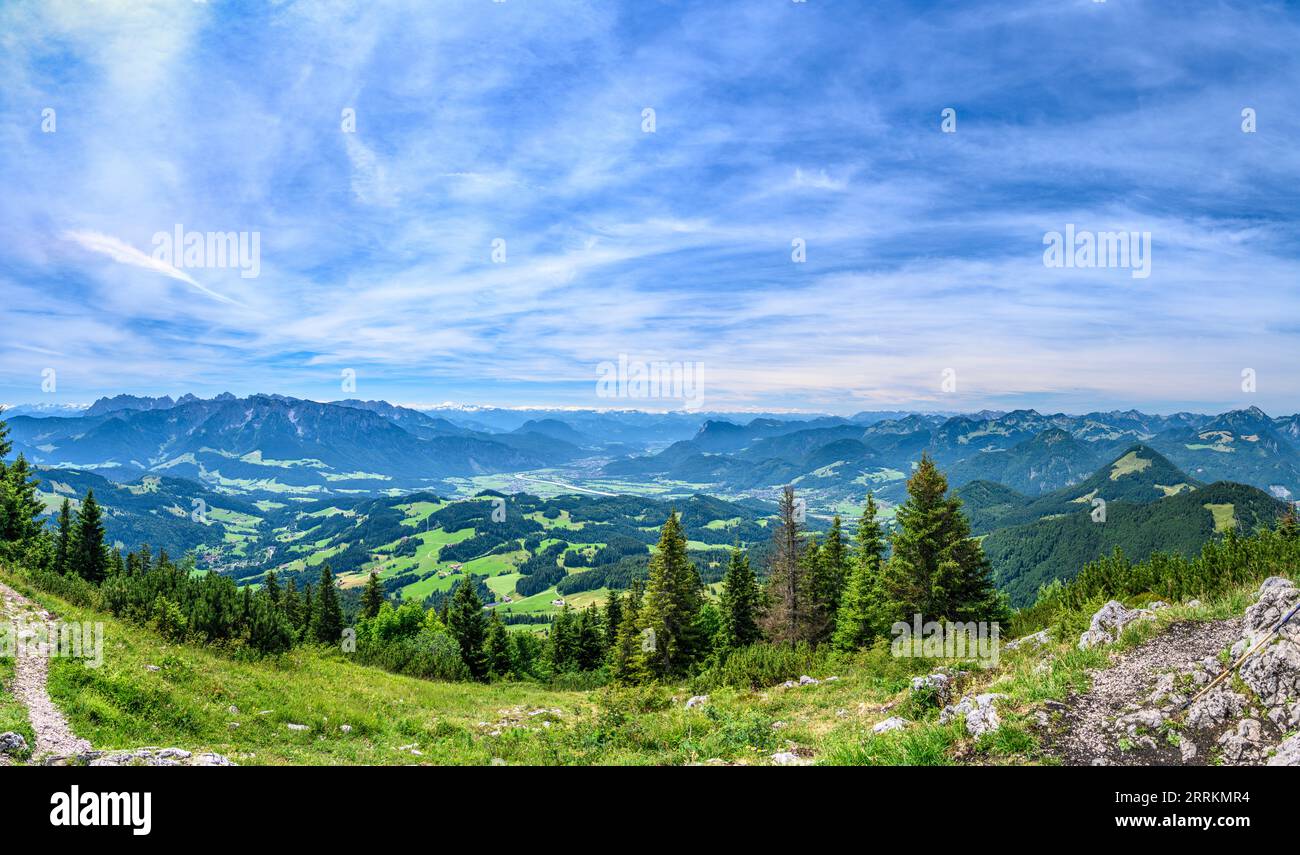 Austria, Tyrol, Kufsteinerland, Erl, Erlerberg, Spitzstein peak, view ...